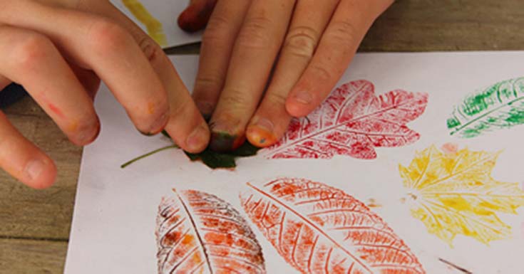 Autumn leaf prints | Art with children outdoors | Community Playthings