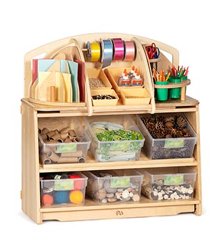 Wooden classroom art supply storage | Early years craft storage ...