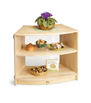 Curved wooden shelves | Corner shelving | Community Playthings