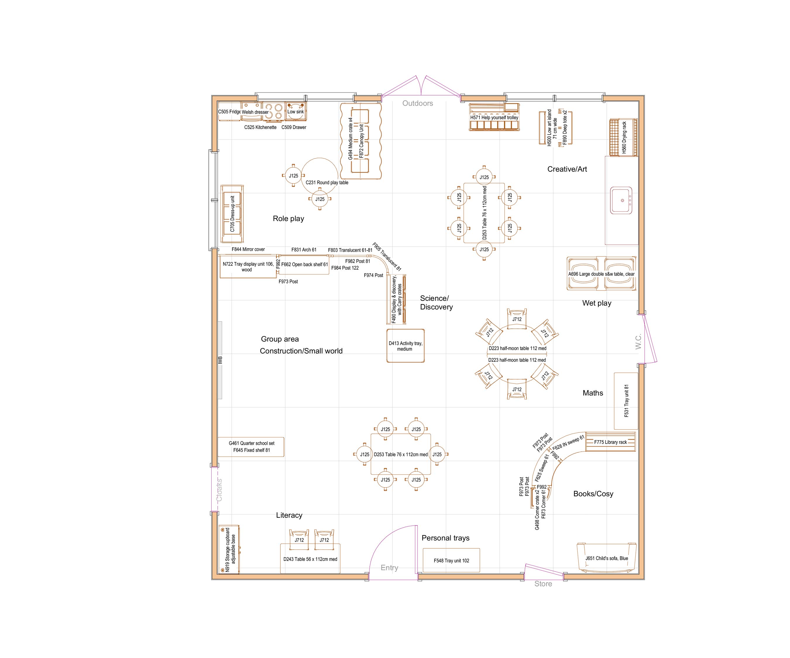 Reception classroom for 30